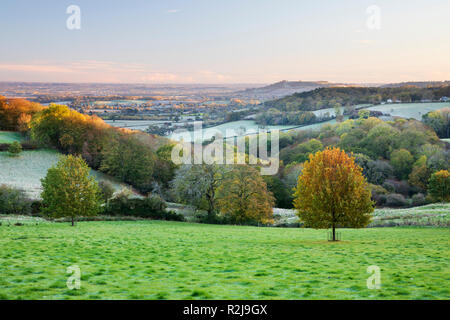 Farmland at Meon Hill near the Cotswold village of Mickleton ...