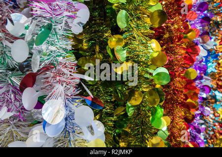 colorful tinsel Christmas decoration. Abstract macro background Stock ...