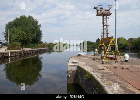 The Manchester Ship Canal at Latchford Locks, Warrington, Cheshire, UK ...