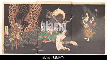 Fudo Threatening Yuten with His Sword, 1885 Stock Photo - Alamy