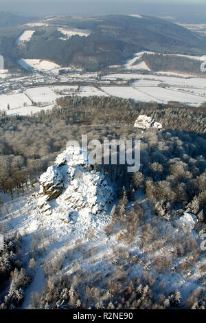 Aerial View, Sauerland, Bruchhausen Rocks, Snow, Winter, Olsberg, North ...