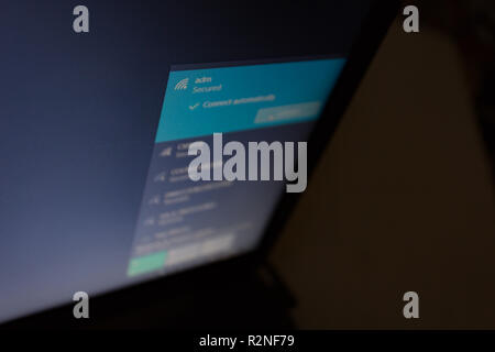 Dropdown wireless network menu on a computer Stock Photo - Alamy