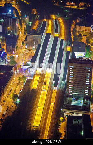 Aerial view, night shot, Essen, Ruhrgebiet region, North Rhine ...