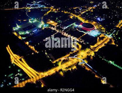Dortmund at night, aerial view, town centre-east, Dortmund, Ruhr area ...