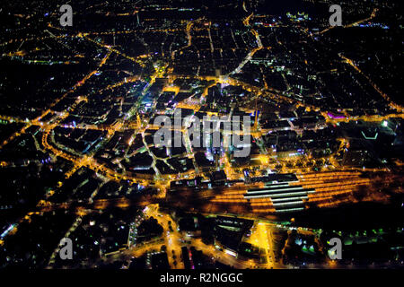 Dortmund at night, aerial view, town centre-east, Dortmund, Ruhr area ...