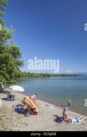 Beach at lake Chiemsee in Bavaria, Germany Stock Photo - Alamy