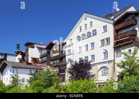 Germany Bavaria Chiemgau Trostberg old town pavement cafés Southern ...