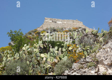 Saracens Castle above the town of Taormina, Sicily, Italy Stock Photo ...