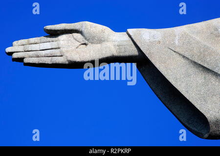 Brazil, Rio, details of the hand of Christ at the statue of Cristo ...