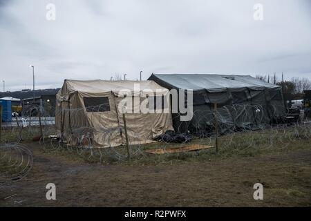 Marines set up the tents for the combat operations center for Stock ...