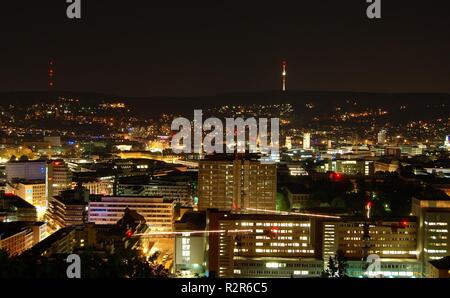 night nighttime night photograph stuttgart city news city town night ...