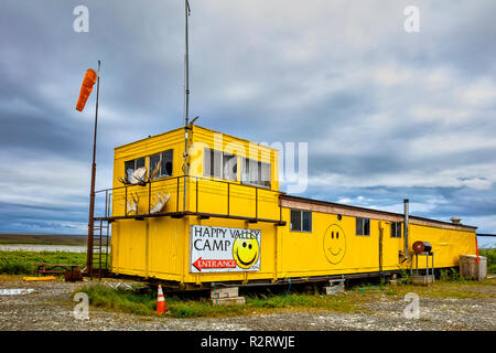 A view of the Happy Valley Camp on Dalton Highway in Alaska, USA. It ...