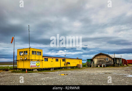 A view of the Happy Valley Camp on Dalton Highway in Alaska, USA. It ...