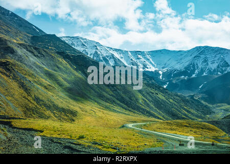 A view of the Atigun Pass in the Brooks Range from Dalton Highway in ...