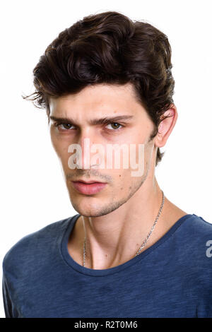 Face of angry handsome man looking down Stock Photo - Alamy