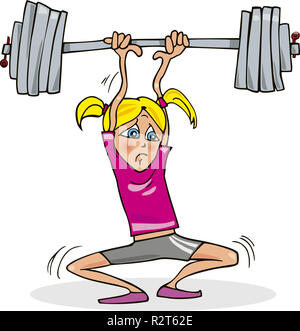 illustration weight difficult cartoon heavy hard girl girls comics lift ...