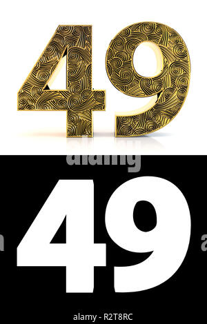 Golden number forty nine 49 made of inflatable balloon with ribbon on ...