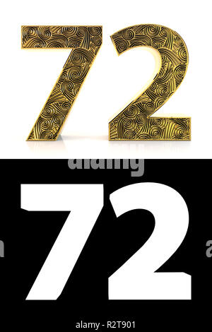 Golden number seventy two (number 72) and the inscription years with ...