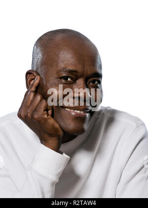 A portrait of a dapper bald African man in sunglasses and a fashionable ...