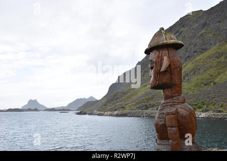 Norwegen, Leknes, Ballstad, Lofoten, Statue, Skulptur, Blick, Nordland ...