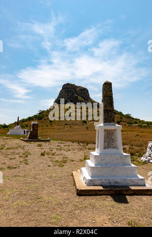 White stone cairn (memorial) at Isandlwana, Thukela, KwaZulu-Natal ...