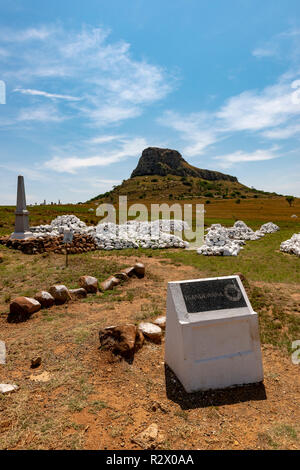 White stone cairn (memorial) at Isandlwana, Thukela, KwaZulu-Natal ...