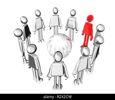 A 3d rendering of human figures in blue circles connected with neural ...