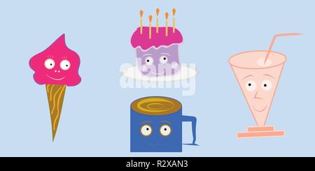 Fast food cartoon icons and objects set. Hand drawn vector illustration ...