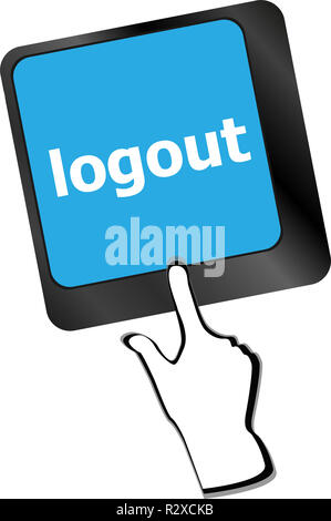 logout word on computer keyboard keys button Stock Photo - Alamy