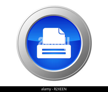 Printer icon, blue website button on white background Stock Photo - Alamy