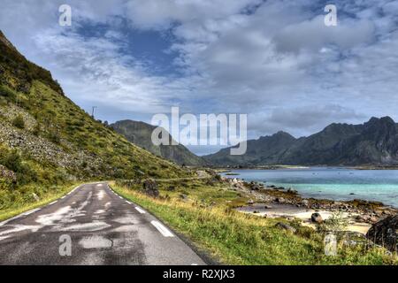 Norwegen, Leknes, Ballstad, Lofoten, Nordland, Küste, Fjord, Flut, Ebbe ...