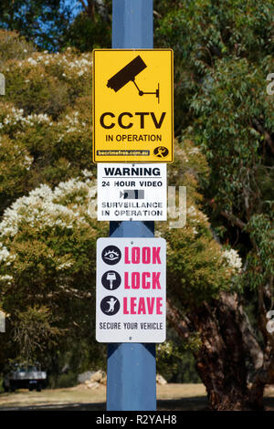 Car park security sign, Perth, Western Australia Stock Photo - Alamy