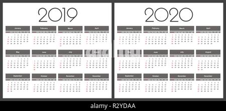 2020 simple black and white calendar Stock Vector Image & Art - Alamy