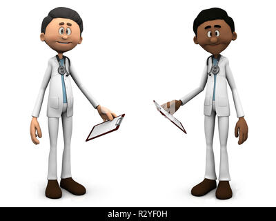 Cartoon african american doctor and nurse. Happy african male doctor ...
