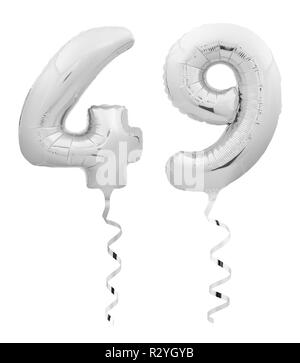 Number 49 forty nine made of silver inflatable balloons isolated on ...