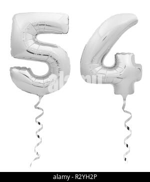 Silver number 54 fifty four made of inflatable balloon Stock Photo - Alamy