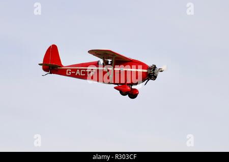 1929 Comper Swift ‘G-ACFT’ airborne at the Racing Day Airshow held at ...