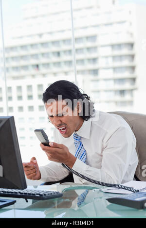 Angry factory manager yelling and shouting mad impatient and irritated ...