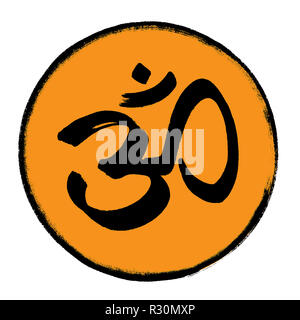 Om symbol - Calligraphy, hand drawn ink lettering Stock Photo - Alamy