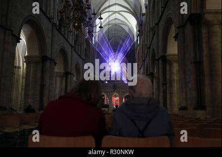 A pair of lasers installed by artist Jayson Haebich and named "Star of ...