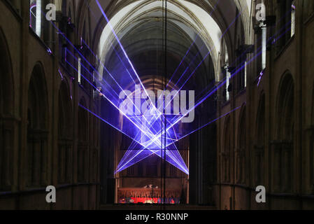 A pair of lasers installed by artist Jayson Haebich and named "Star of ...