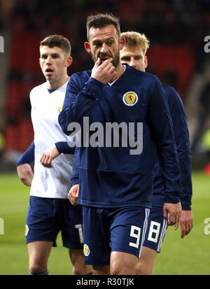 Scotland's Steven Fletcher warms up before the UEFA Nations League ...