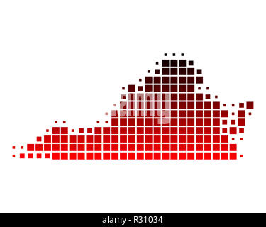 Red Dot Map of Virginia Stock Photo - Alamy