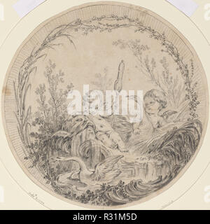 Two Putti Playing with Swans Stock Photo - Alamy