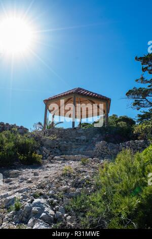 Wooden garden house, alcove in the forest Stock Photo - Alamy