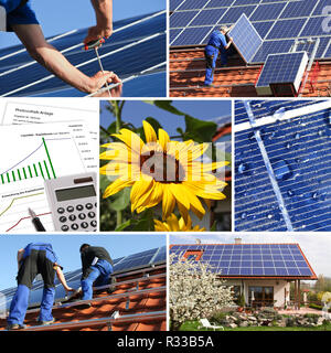 Collage, solar offer and installation Stock Photo - Alamy