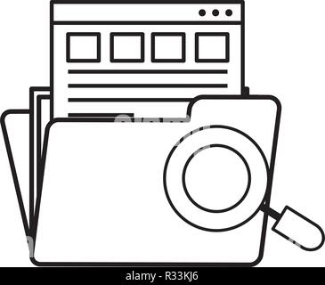 technology documents folders analyzed by magnifying glass cartoon ...