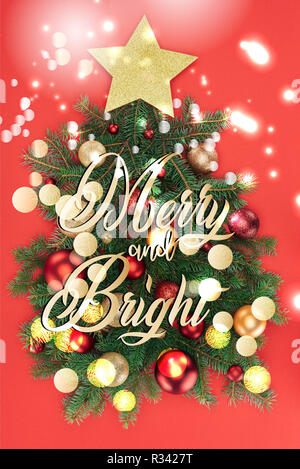 Happy New Year lettering arranged on a decorated Christmas background ...