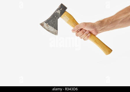 Hand holding a modern axe, isolated on white Stock Photo: 78955555 - Alamy