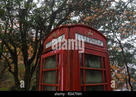 An old, original red British telephone booth in Nikko, Japan Stock ...